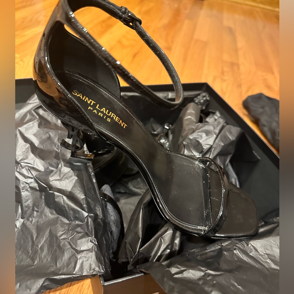Saint Laurent Ysl Opyum Heels Sandals Black Patent Le… - Gem